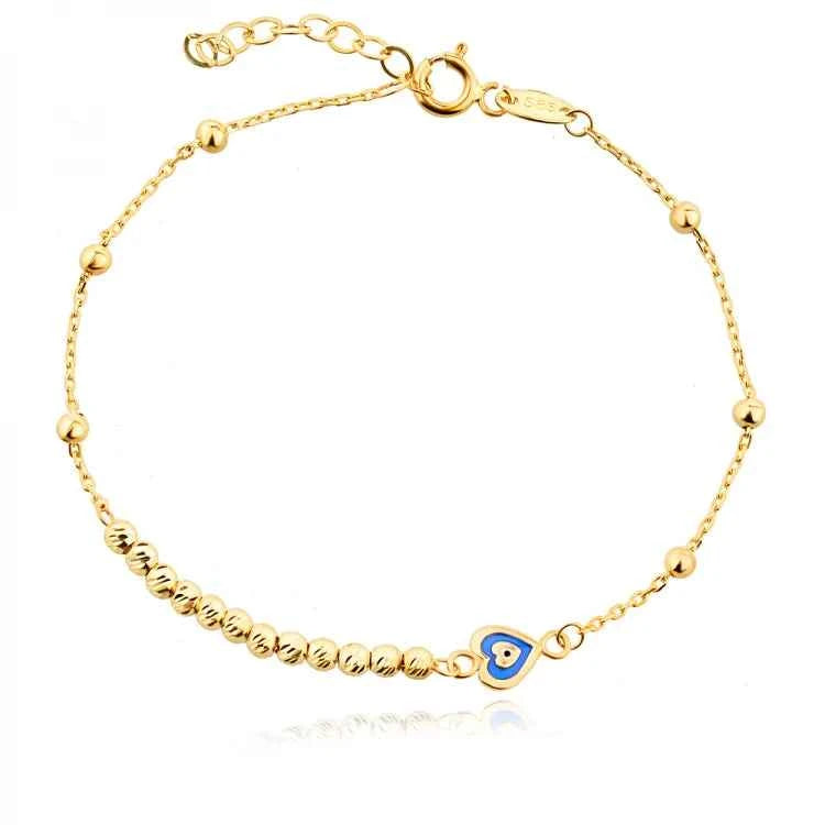 Златна гривна - Blue Heart Charm – Selina Jewellery