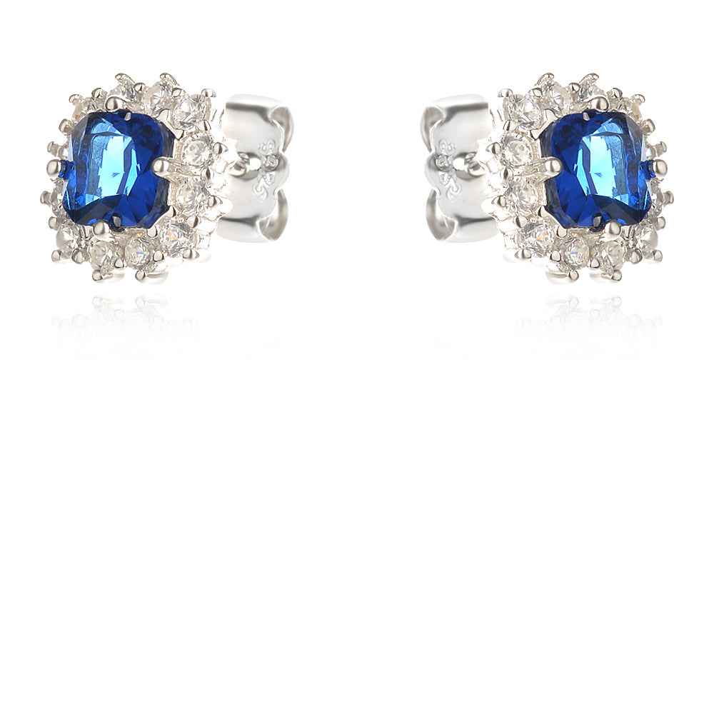 Сребърни обеци - Blue petit flo – Selina Jewellery