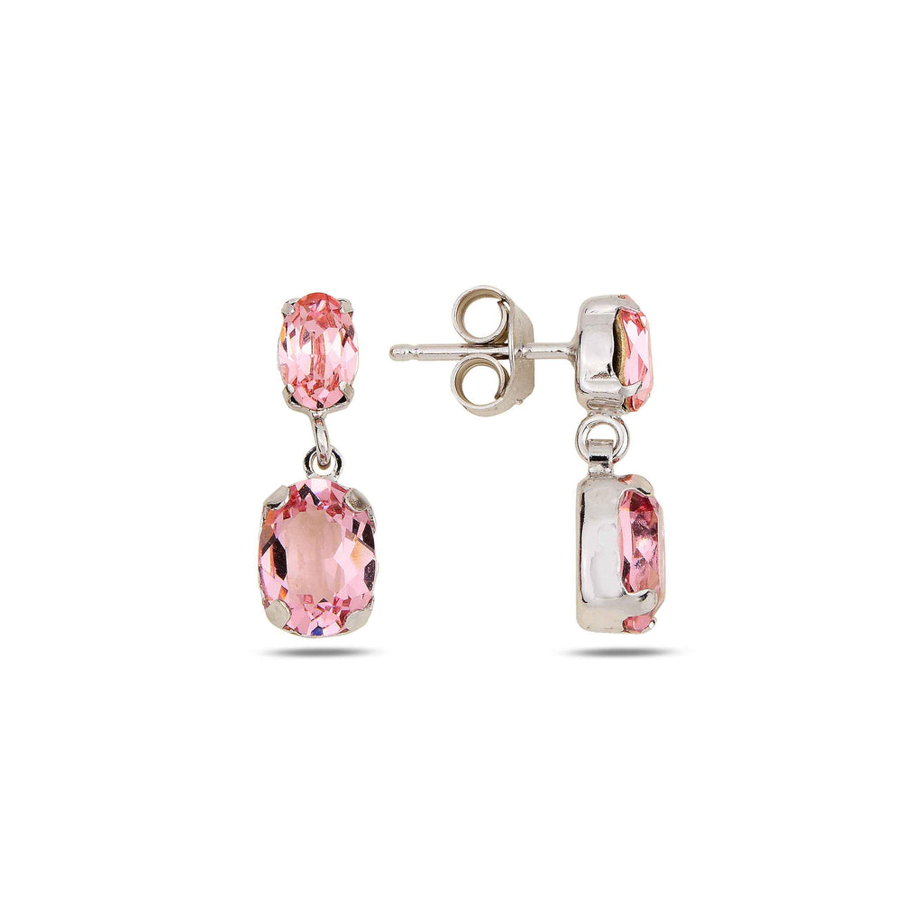 Сребърни обеци - Dua Sella pink – Selina Jewellery